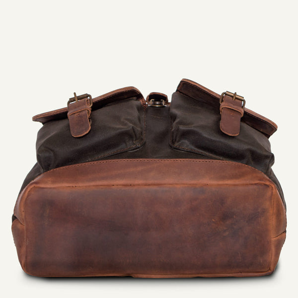 Beautiful Retro Motorcycle Backpack - Waxed Cotton and Leather. - LONGRIDE